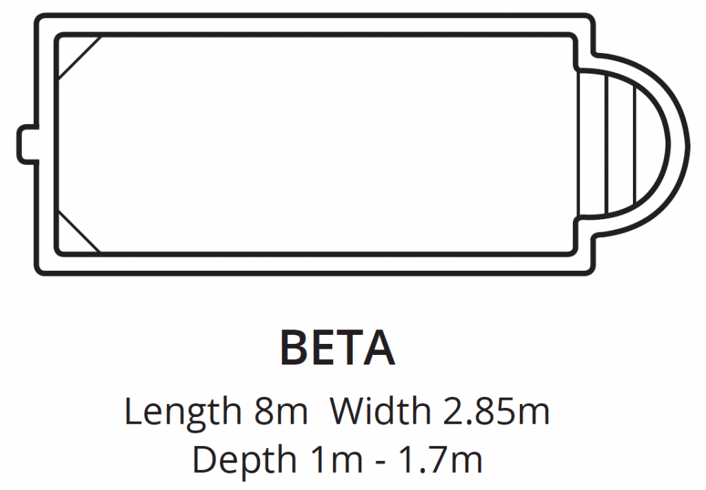 Beta 8m Fibreglass Swimming Pool